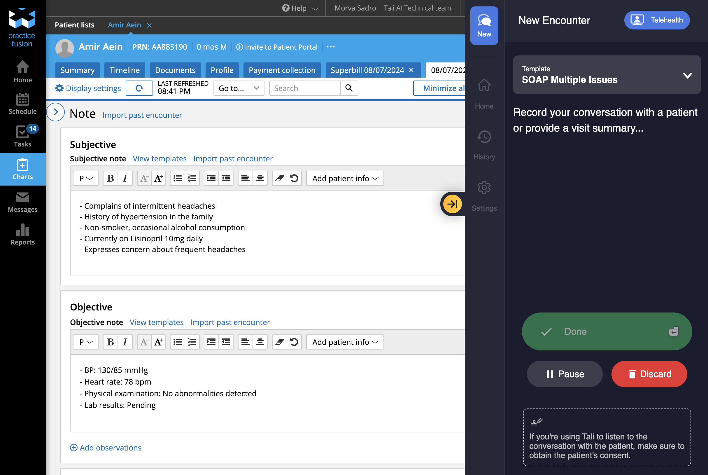 Seamless AI Scribe for Practice Fusion